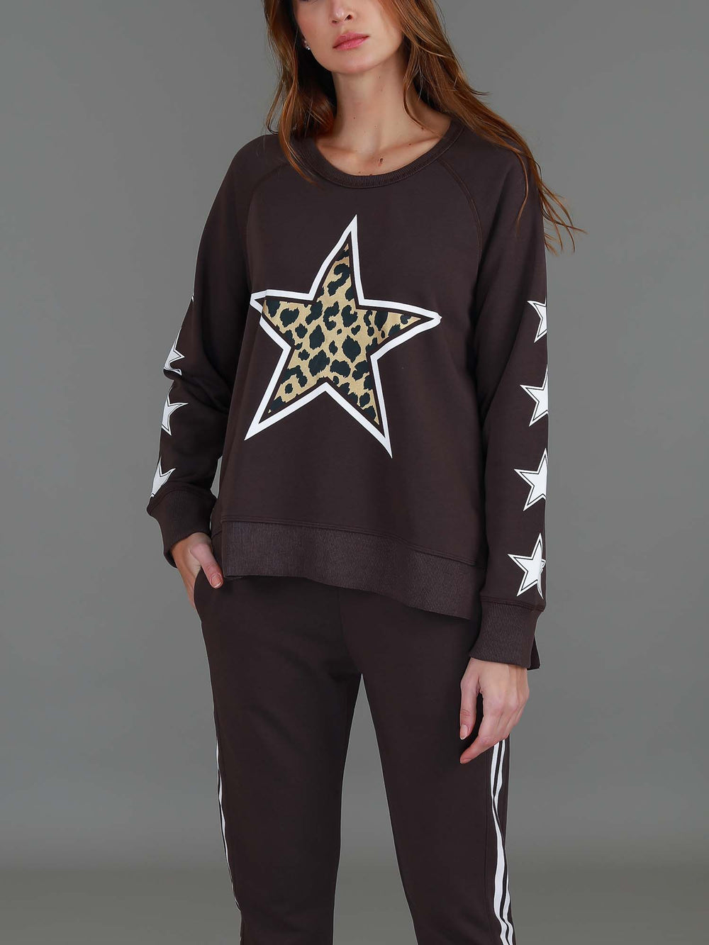 Leopard Print Star Sweatshirt | Best Tracksuit Sets