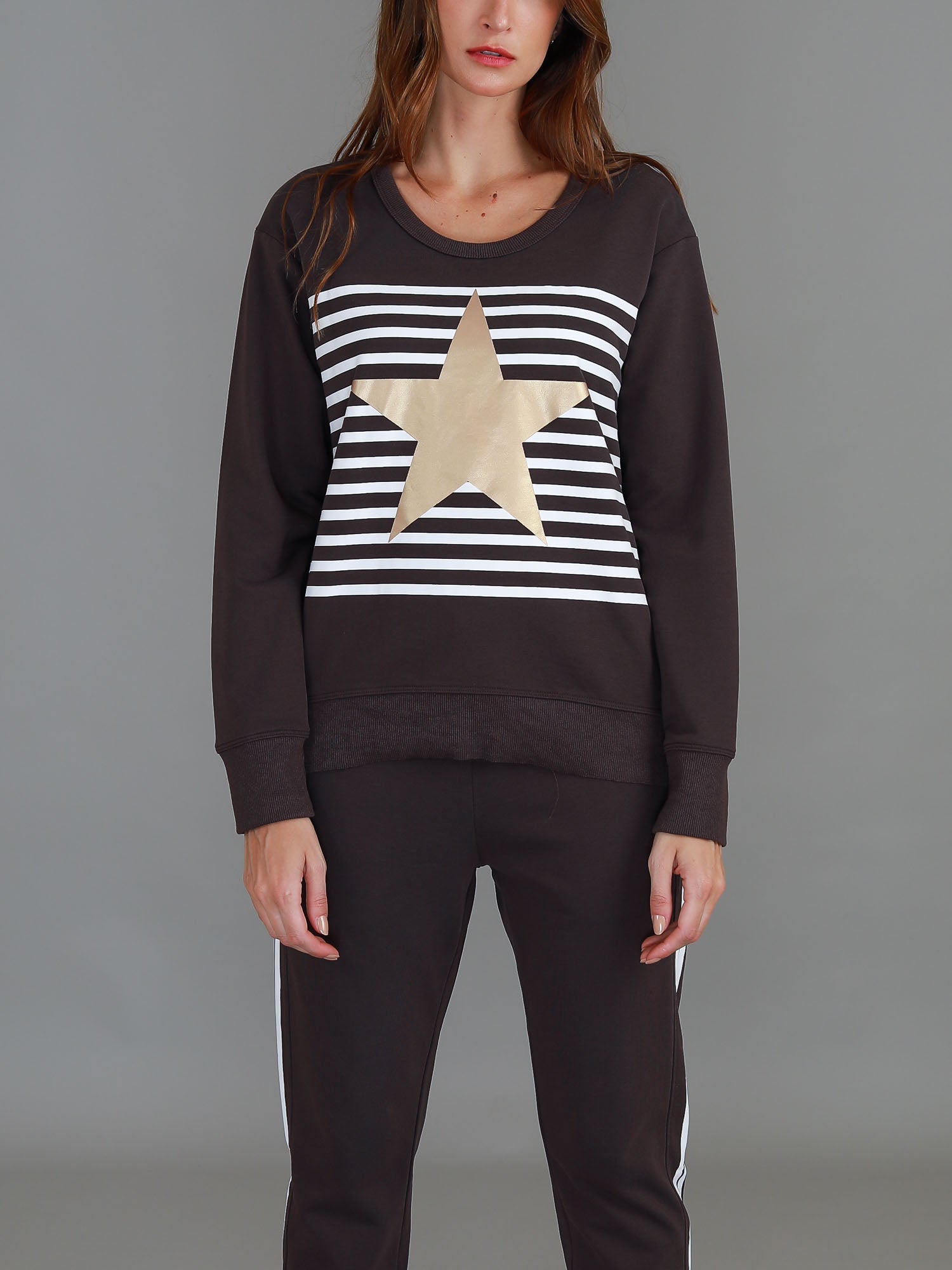 Geneva Star Stripe Sweatshirt | Women's Brown Sweatshirts & Hoodies