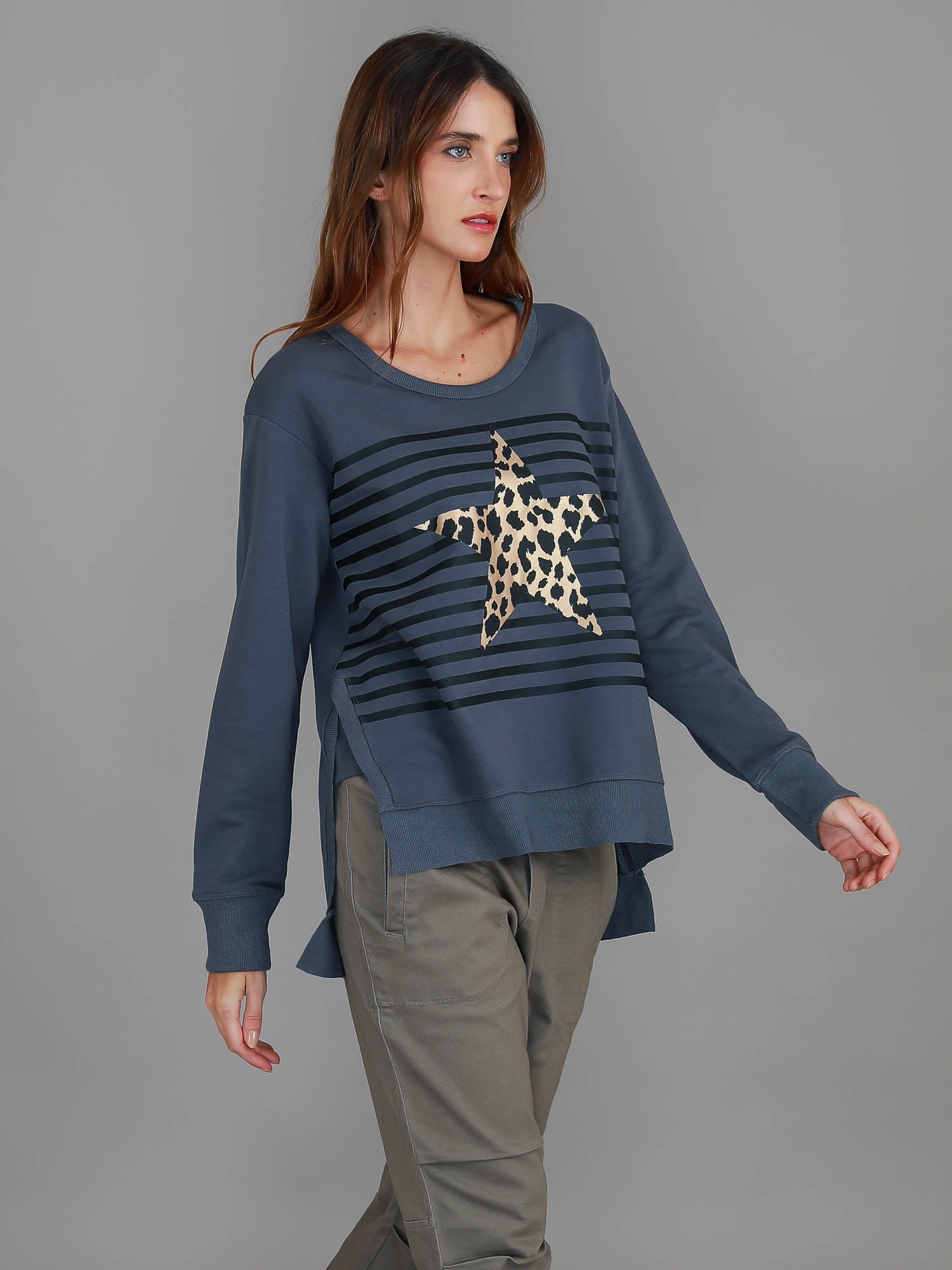 Geneva Leopard Star Stripe Sweatshirt | Shop Crewneck for Women