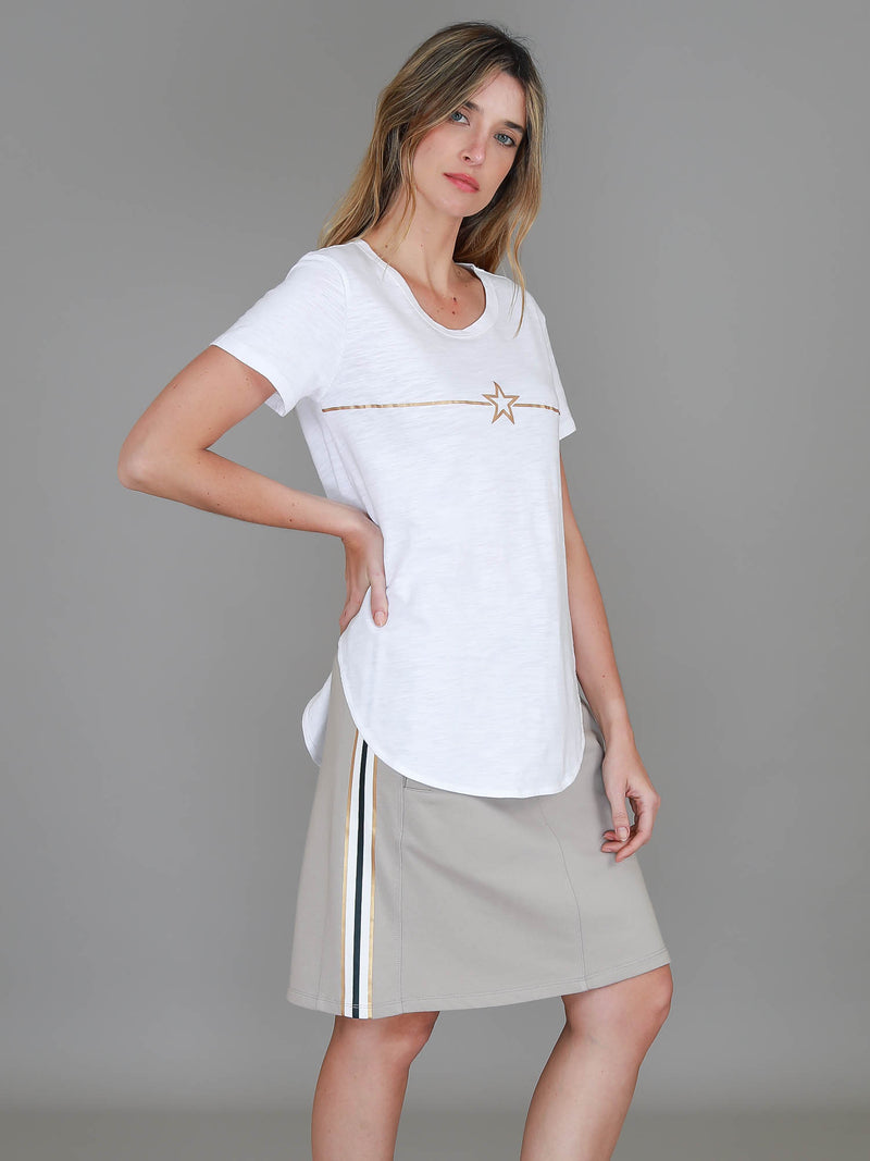 Clara Mini Gold Star T-Shirt | Graphic Cotton Tee for Women