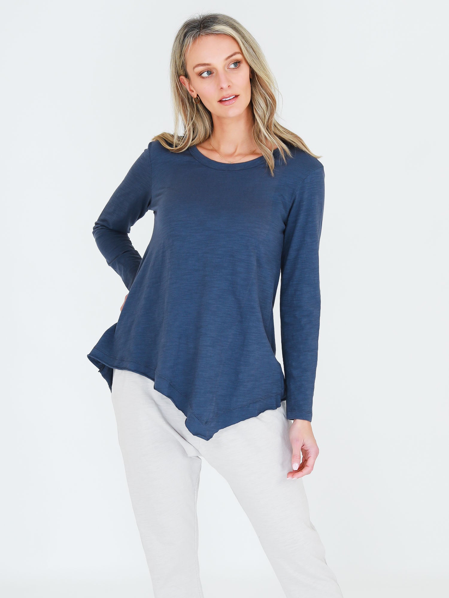 Asymmetrical Hem T Shirt | Basic, Oversized Womens Tee