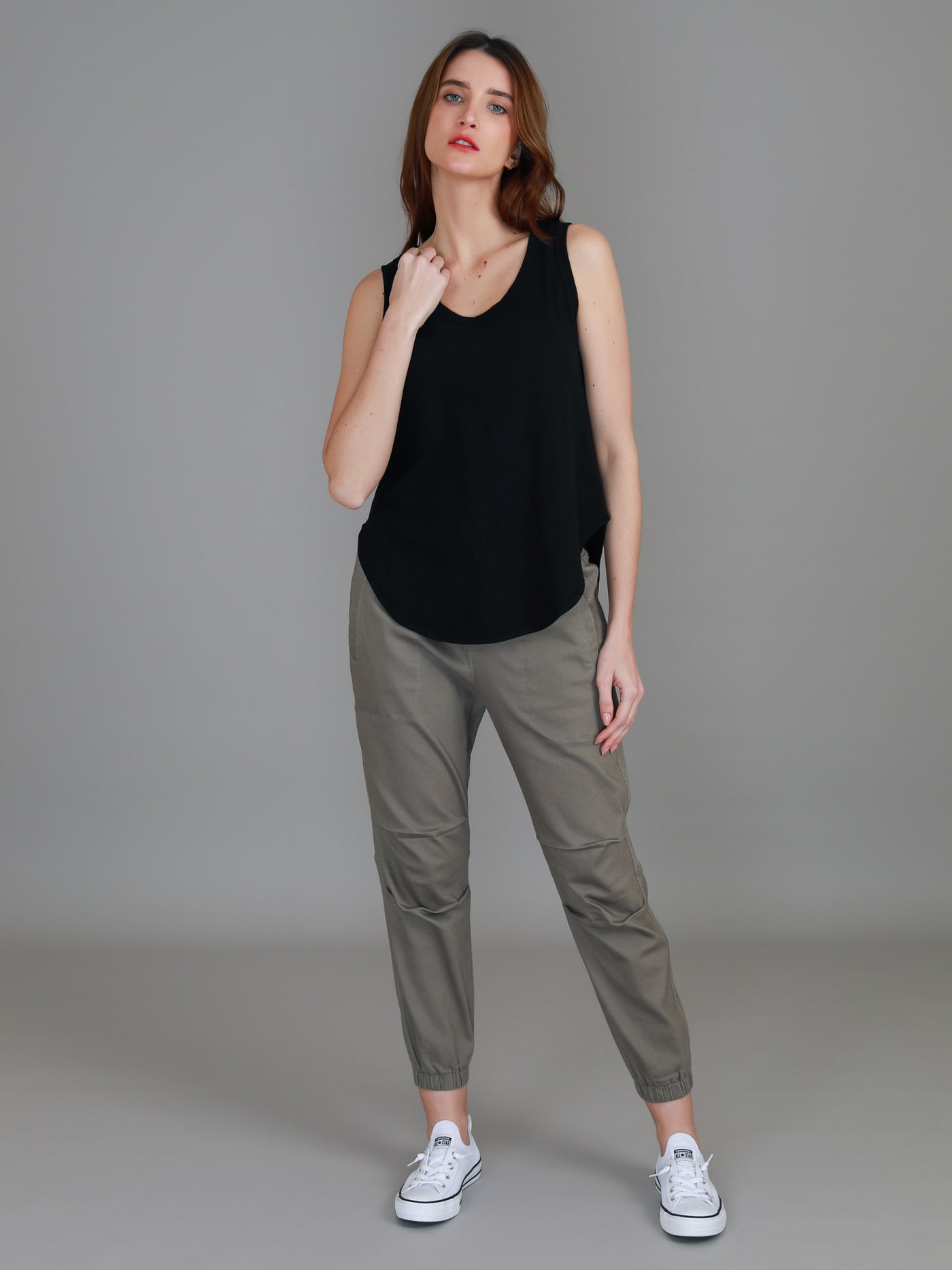White Longline Tank Top – Curved Hem Cotton Tank for Everyday Wear
